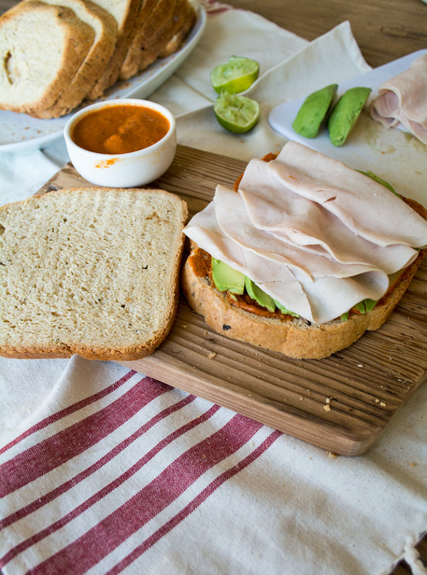 Harissa Avocado and Turkey Panini with Homemade Bread | Lemons and Basil