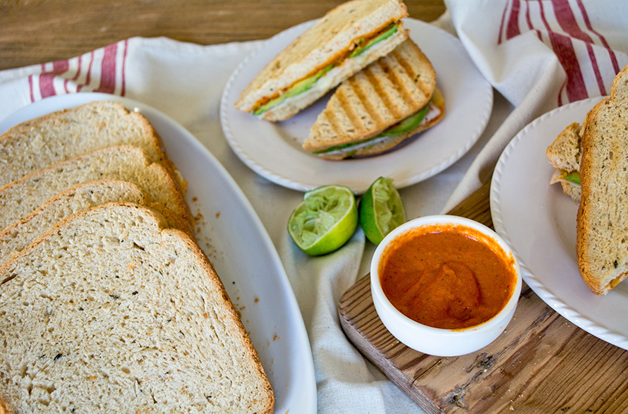 Harissa Avocado and Turkey Panini with Homemade Bread | Lemons and Basil