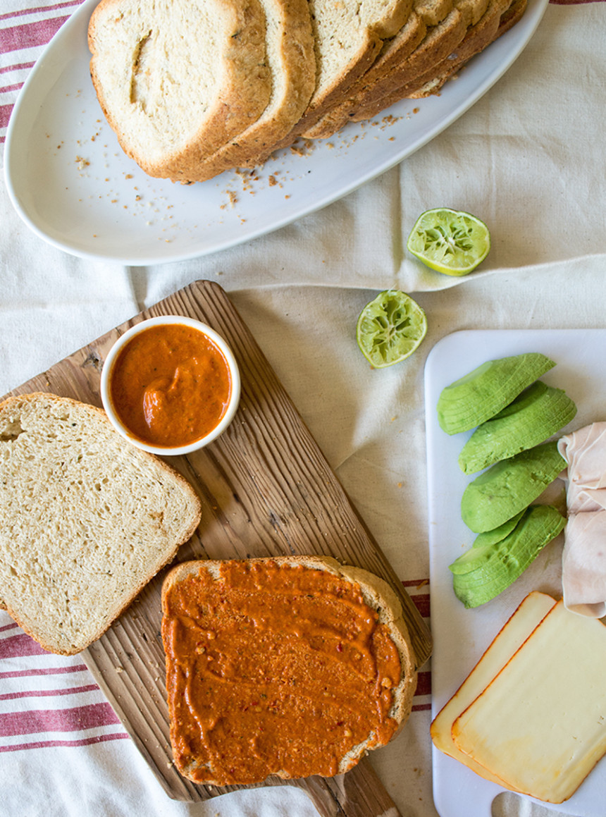 Harissa Avocado and Turkey Panini with Homemade Bread | Lemons and Basil