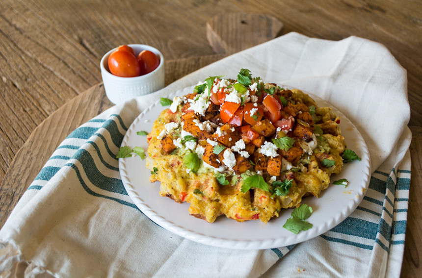 Gluten-Free Savory Cornbread Waffles | Lemons and Basil