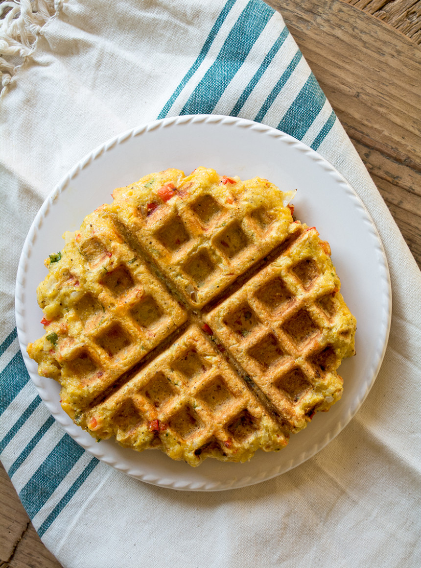 Gluten-Free Savory Cornbread Waffles | Lemons and Basil