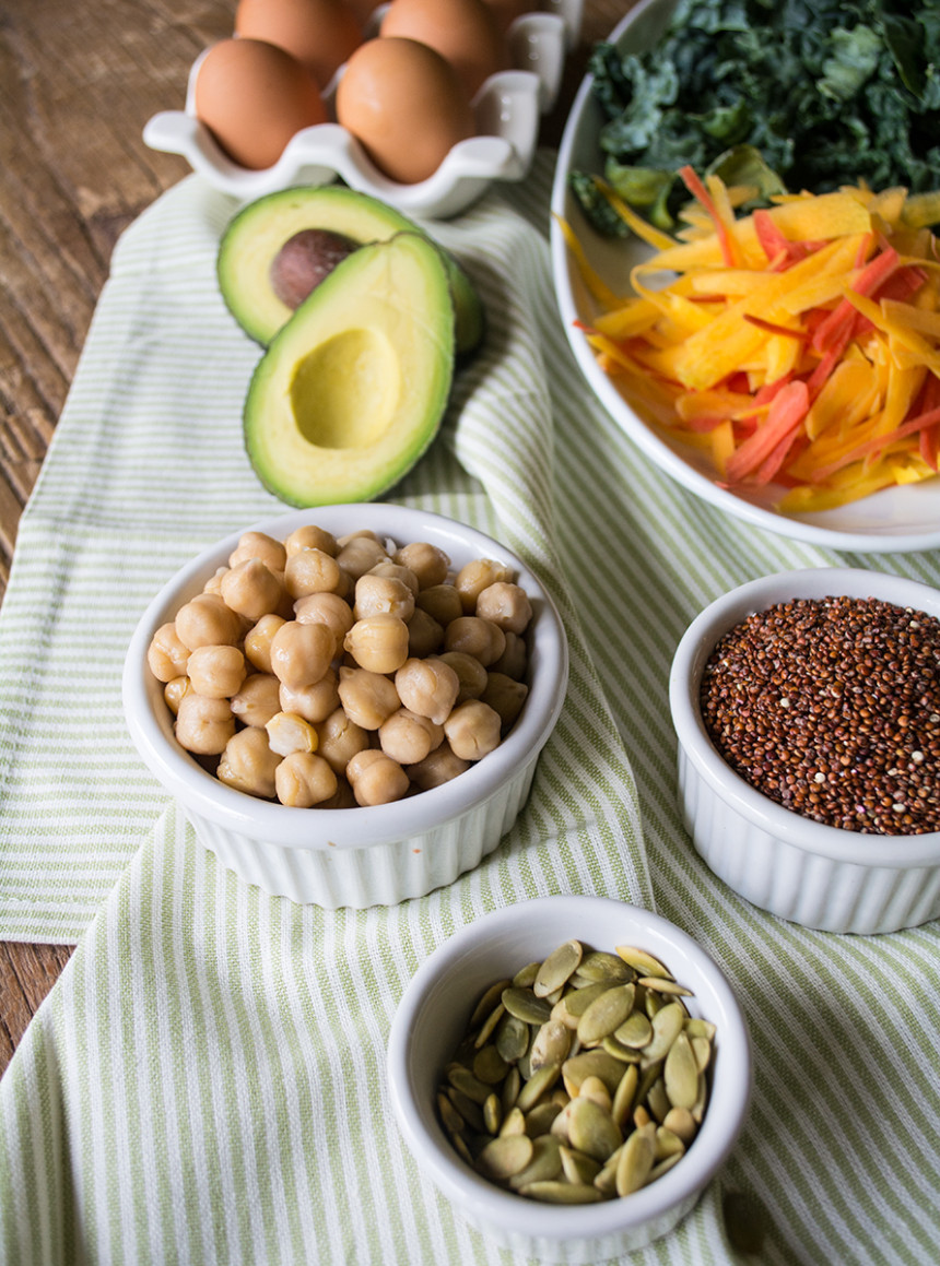 Kale and Quinoa Veggie Bowl with Soft Boiled Egg | Lemons and Basil