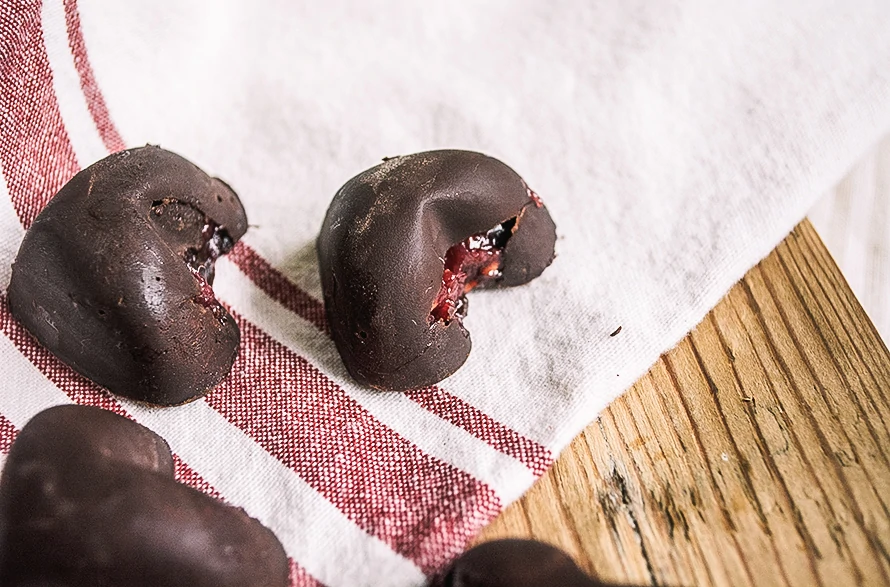Dark Chocolates with Raspberry Filling | Lemons and Basil
