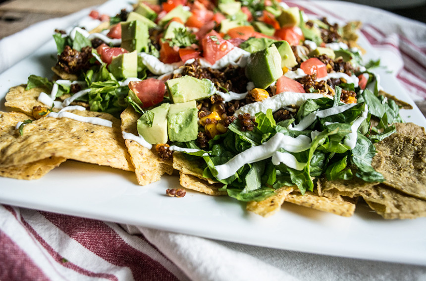 Vegetarian Quinoa and Black Bean Nachos | Lemons and Basil