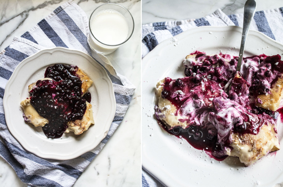 Blueberry Blintz with Lemon Cream Filling | Lemons and Basil