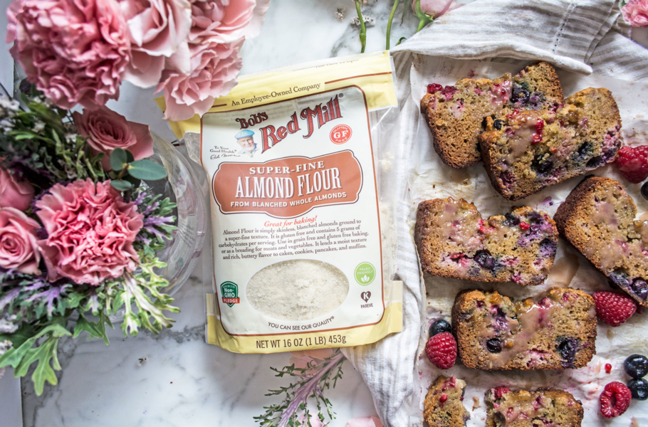 Paleo Lemon Blueberry Raspberry Bread | Lemons and Basil