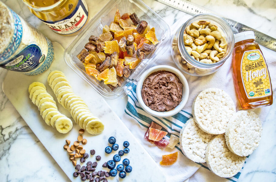 Animal Face Chocolate and Peanut Butter Rice Cakes | Lemons and Basil
